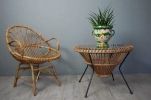 Franco Albini vintage rattan table and chair - DGA by Tina Bird