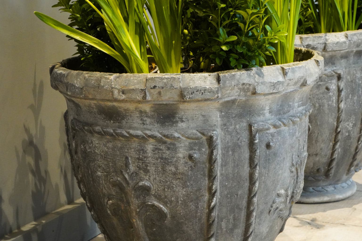 A Pair Lead Garden Planters - DGA by Tina Bird