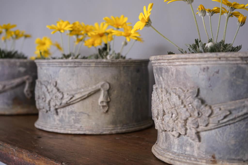 Three Small Vintage Lead Planters - DGA by Tina Bird