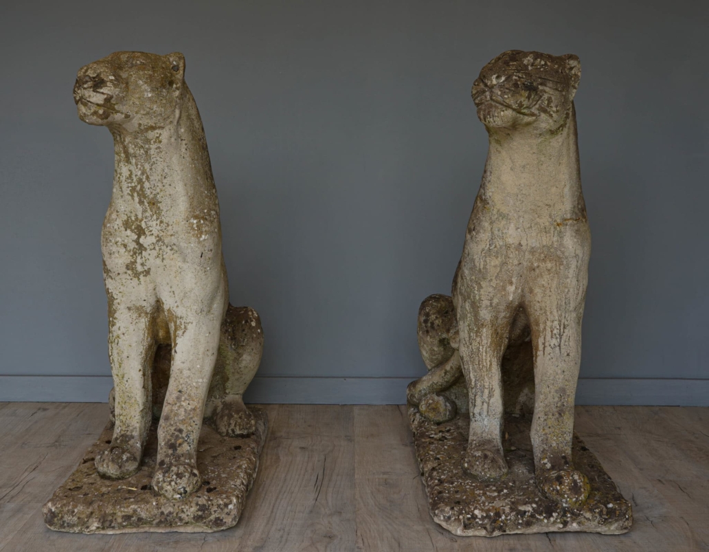 A life size pair of impressive cast stone Garden Leopards - DGA by Tina ...
