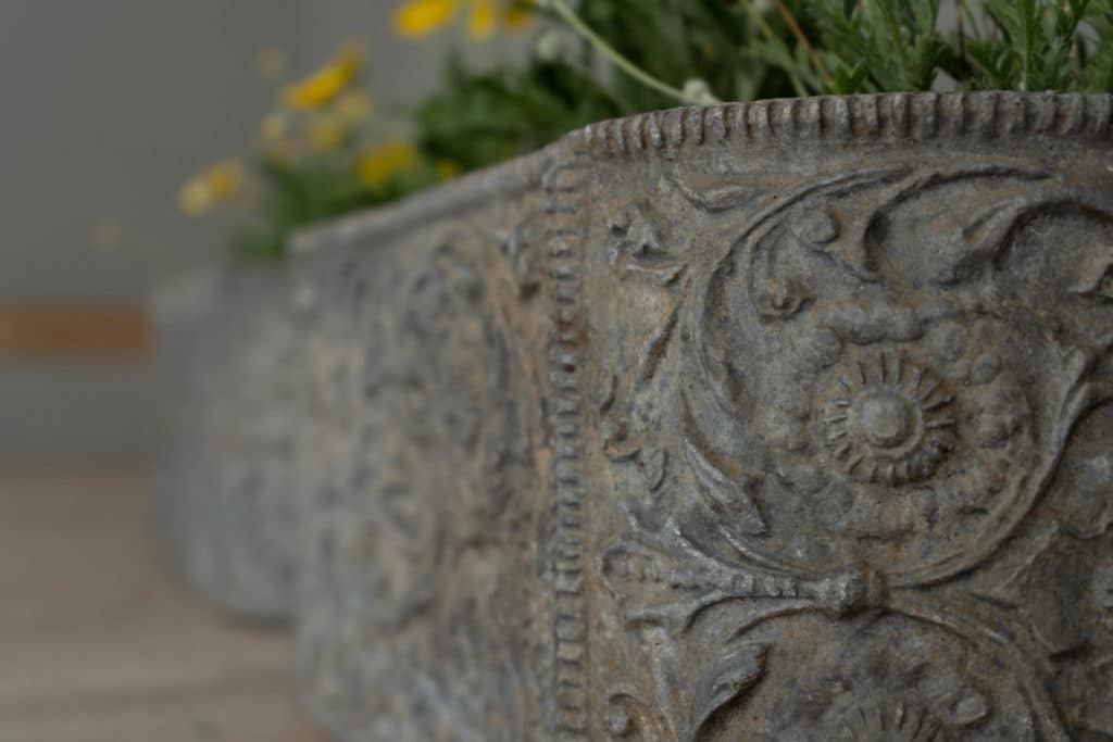 A pair of decorative Lead rectangular Garden Planters - DGA by Tina Bird