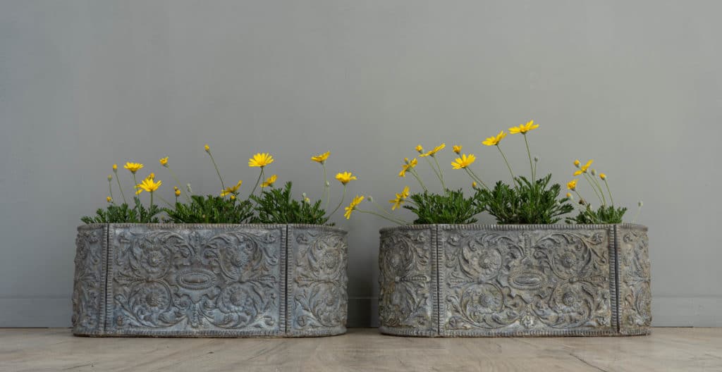 A pair of decorative Lead rectangular Garden Planters - DGA by Tina Bird