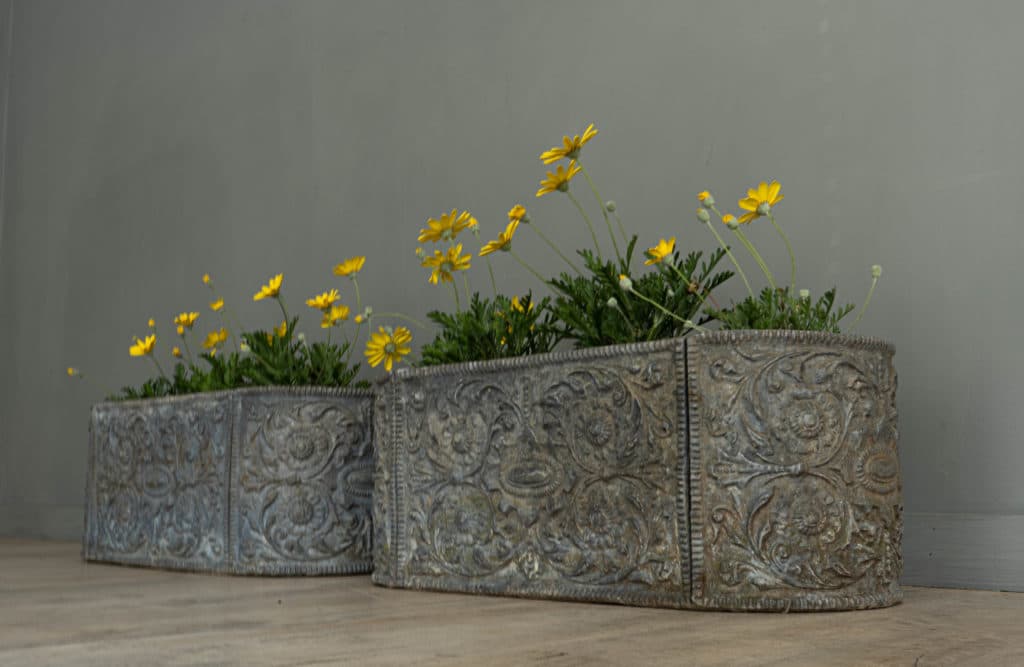 A pair of decorative Lead rectangular Garden Planters - DGA by Tina Bird