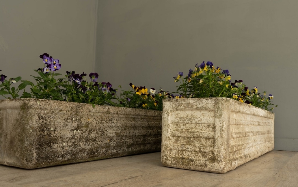 Rectangular Ridged Willy Guhl planters - DGA by Tina Bird