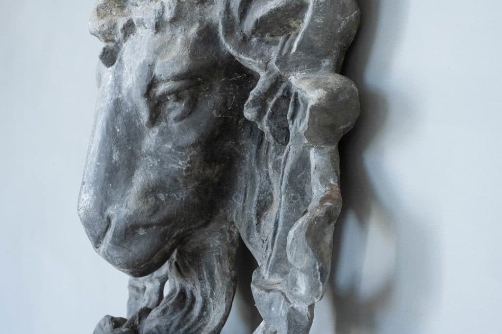 A Lead Ram Face Garden Feature - DGA by Tina Bird