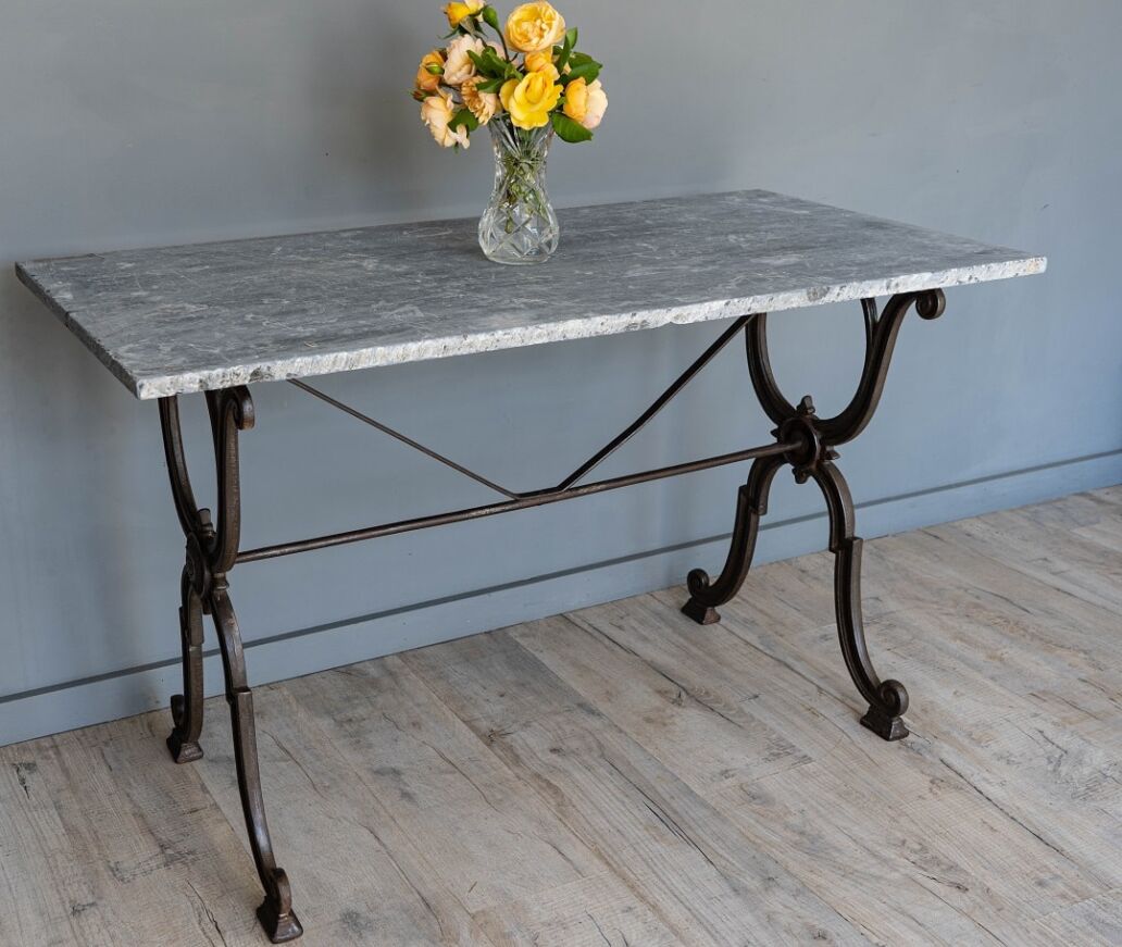 Antique Marble Topped French Iron Table - DGA by Tina Bird
