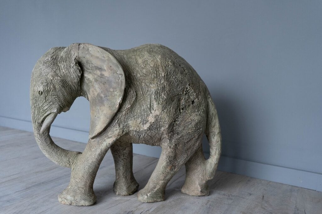 Antique Stone Ornamental Elephant - DGA by Tina Bird