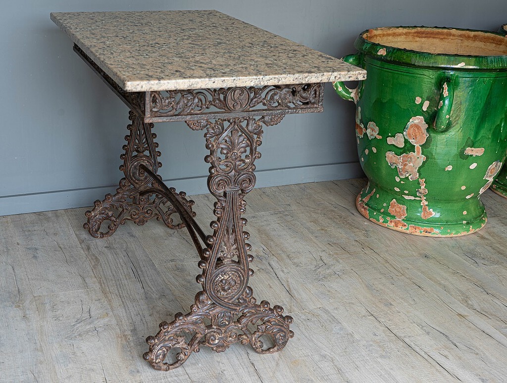 Antique Marble Topped French Iron Table - DGA by Tina Bird