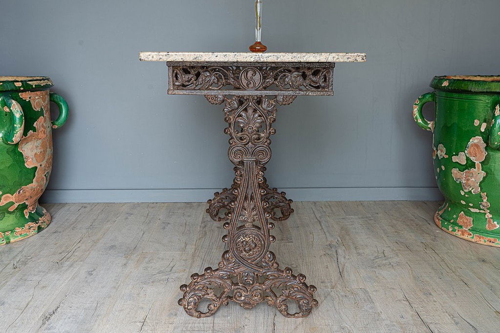 Antique Marble Topped French Iron Table - DGA by Tina Bird