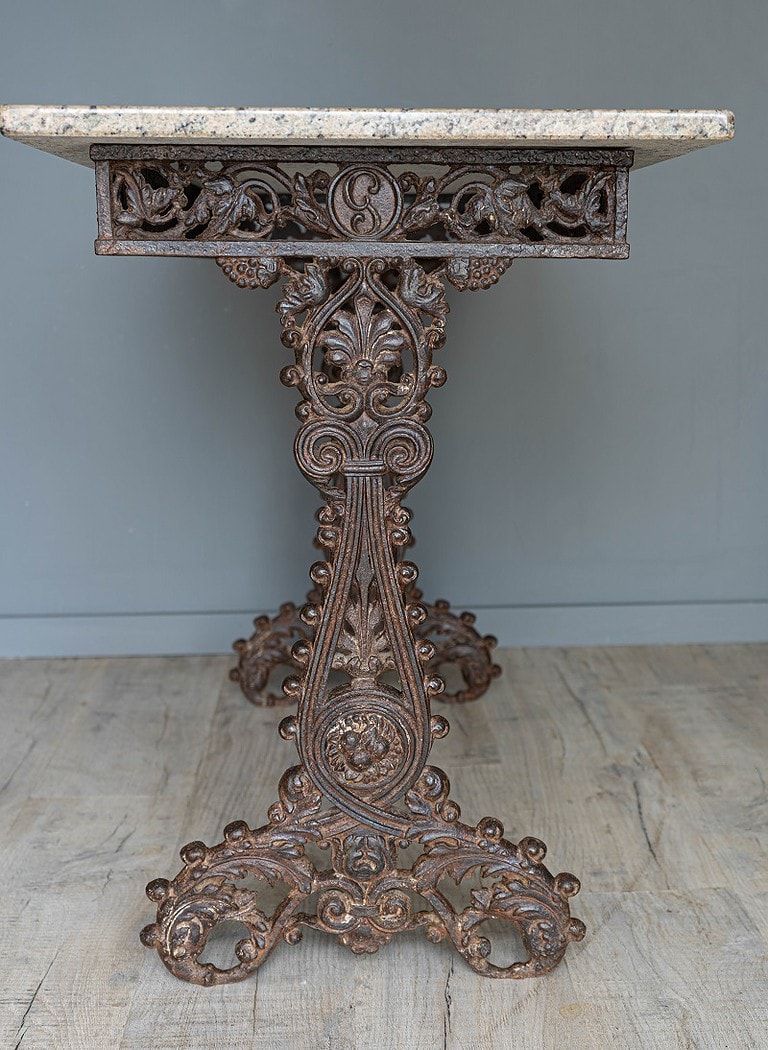 Antique Marble Topped French Iron Table - DGA by Tina Bird