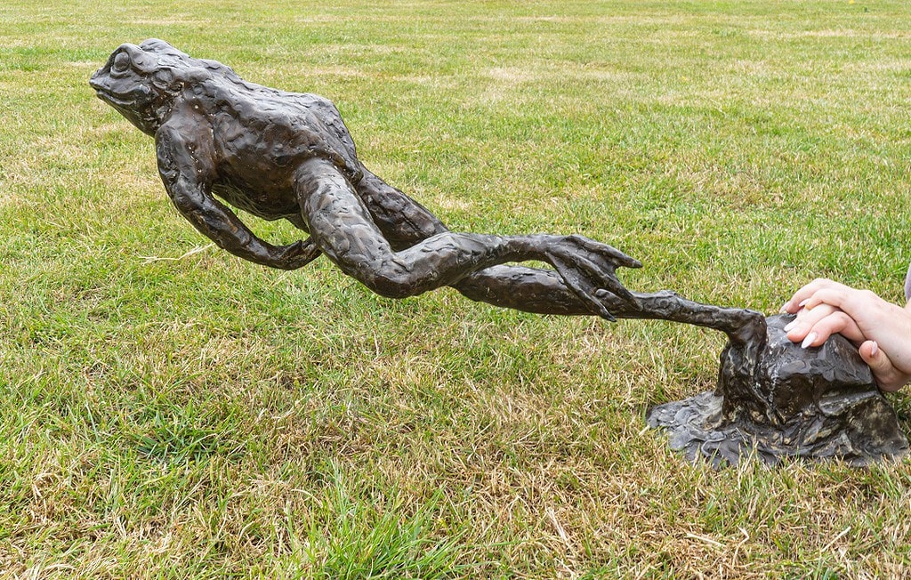 Leaping Frog Sculpture in Bronze Water Fountain - DGA by Tina Bird