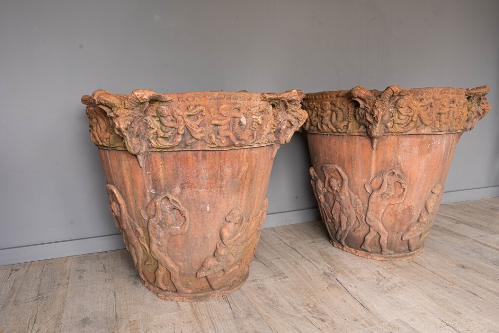 Huge Pair of Decorative Terracotta Antique Garden Planters - DGA by ...