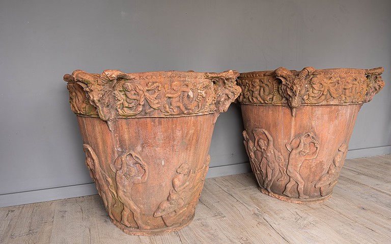 Huge Pair of Decorative Terracotta Antique Garden Planters - DGA by ...