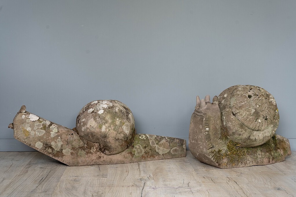 Pair of Stone Garden Snail Statues - DGA by Tina Bird