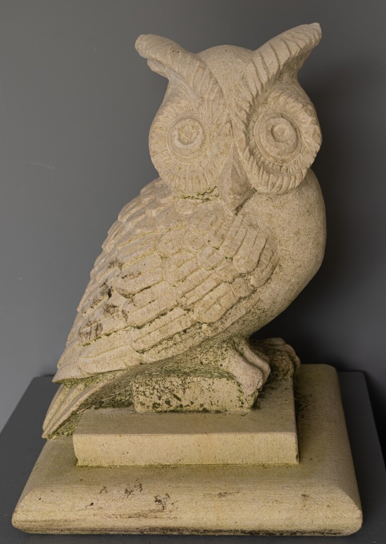 Pair of Portland Stone Garden Owl Statues - DGA by Tina Bird