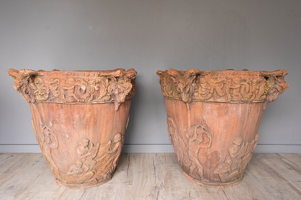 Huge Pair of Decorative Terracotta Antique Garden Planters - DGA by ...