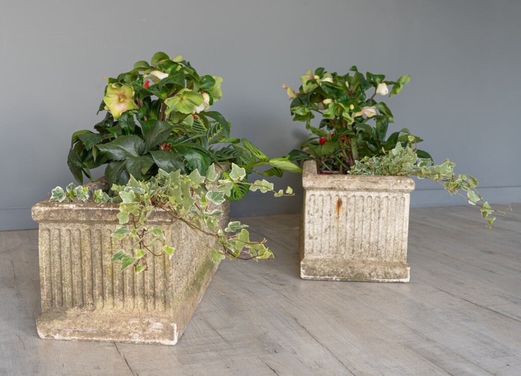 A rectangular Pair of Vintage Garden Planters - DGA by Tina Bird
