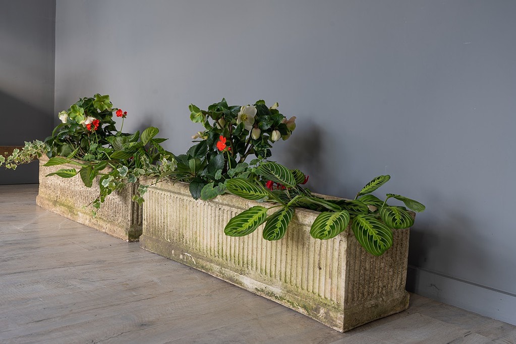 A rectangular Pair of Vintage Garden Planters - DGA by Tina Bird