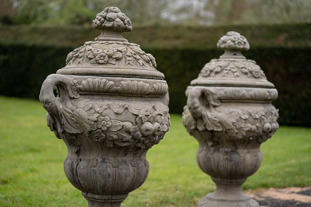 Pair of Cast Stone Garden Urns - DGA by Tina Bird