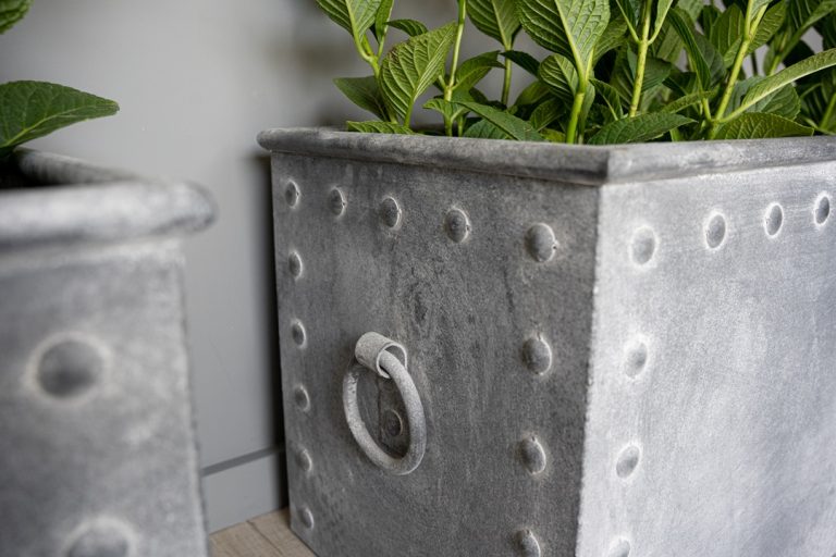 Pair of Rectangular Galvanized Planters - DGA by Tina Bird