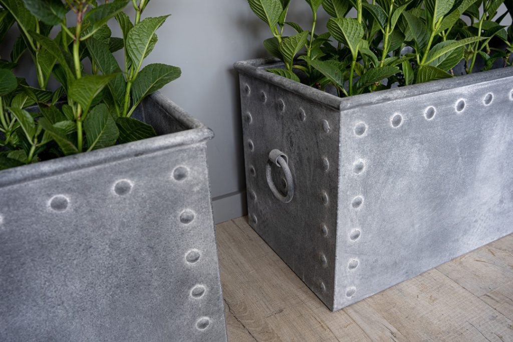 Pair of Rectangular Galvanized Planters - DGA by Tina Bird