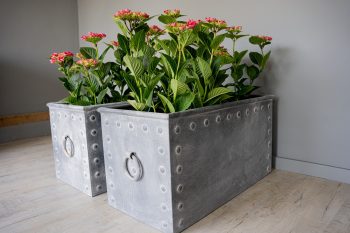 Pair of Rectangular Galvanized Planters - DGA by Tina Bird