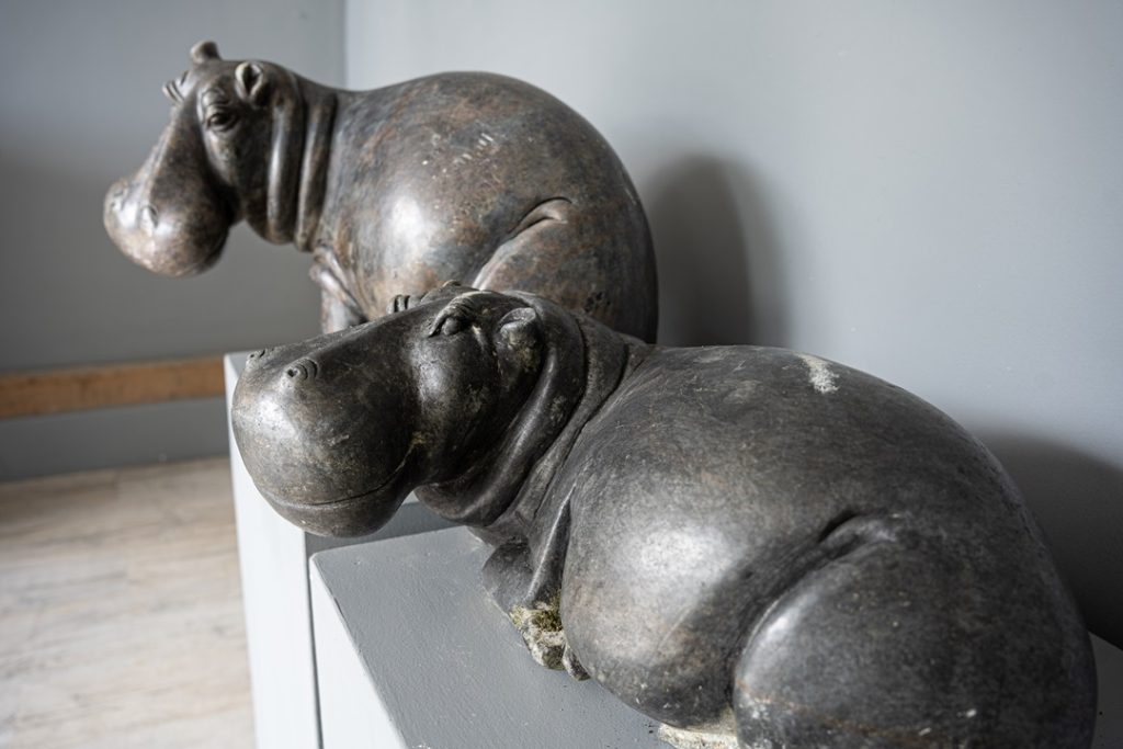 Pair of Garden Granite Hippos - DGA by Tina Bird