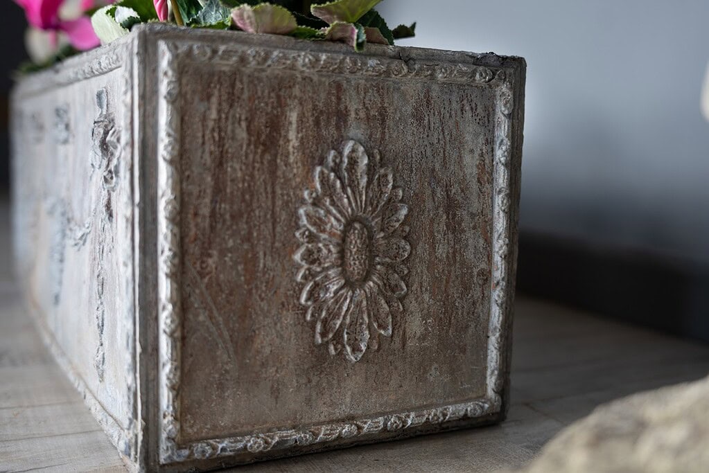 Antique Lead Rectangular Planter - DGA by Tina Bird