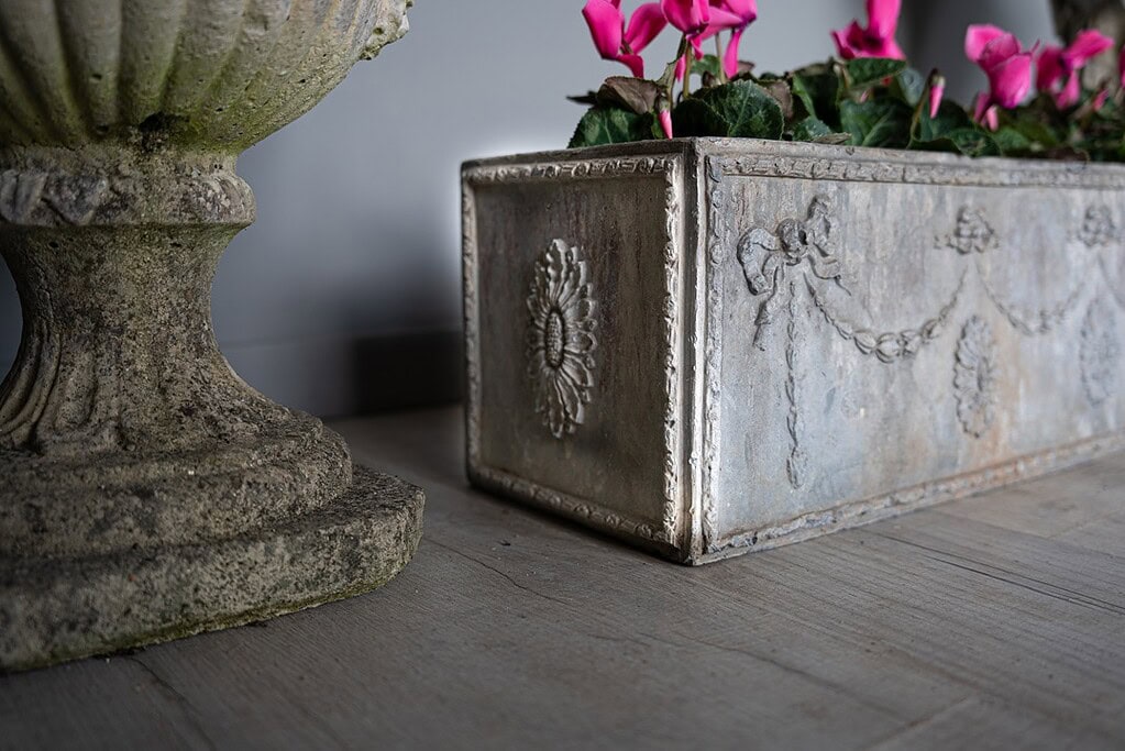 Antique Lead Rectangular Planter - DGA by Tina Bird