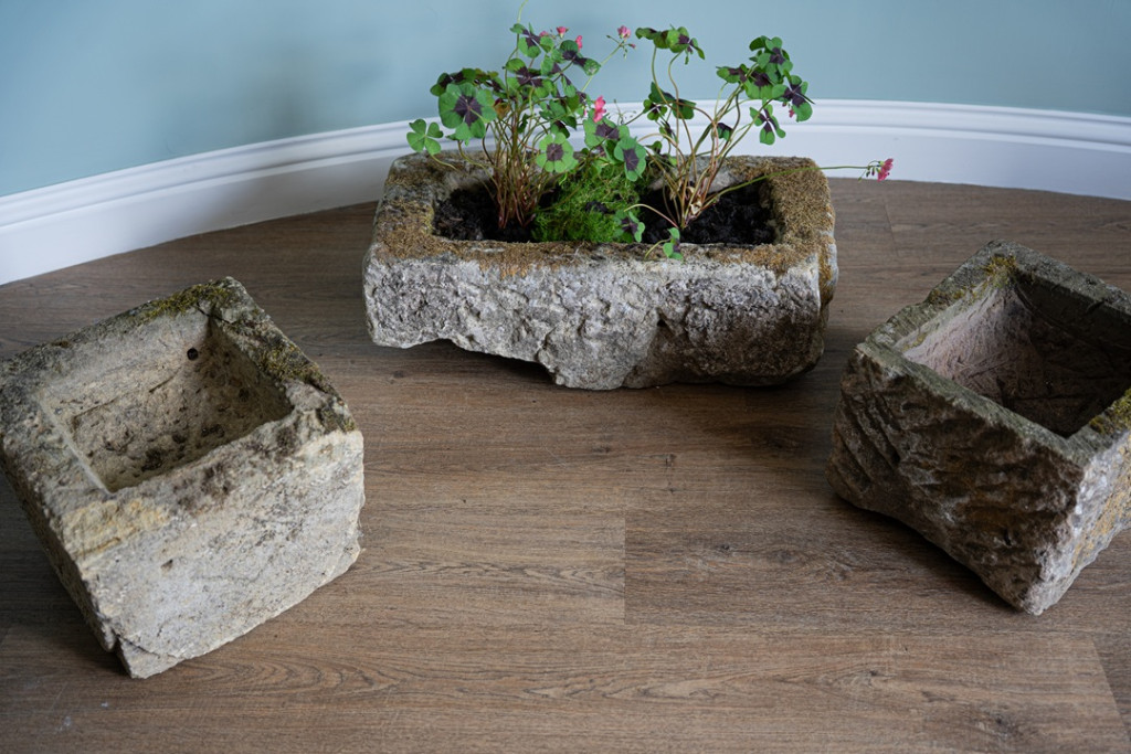 Set of antique Stone Garden Planters - DGA by Tina Bird