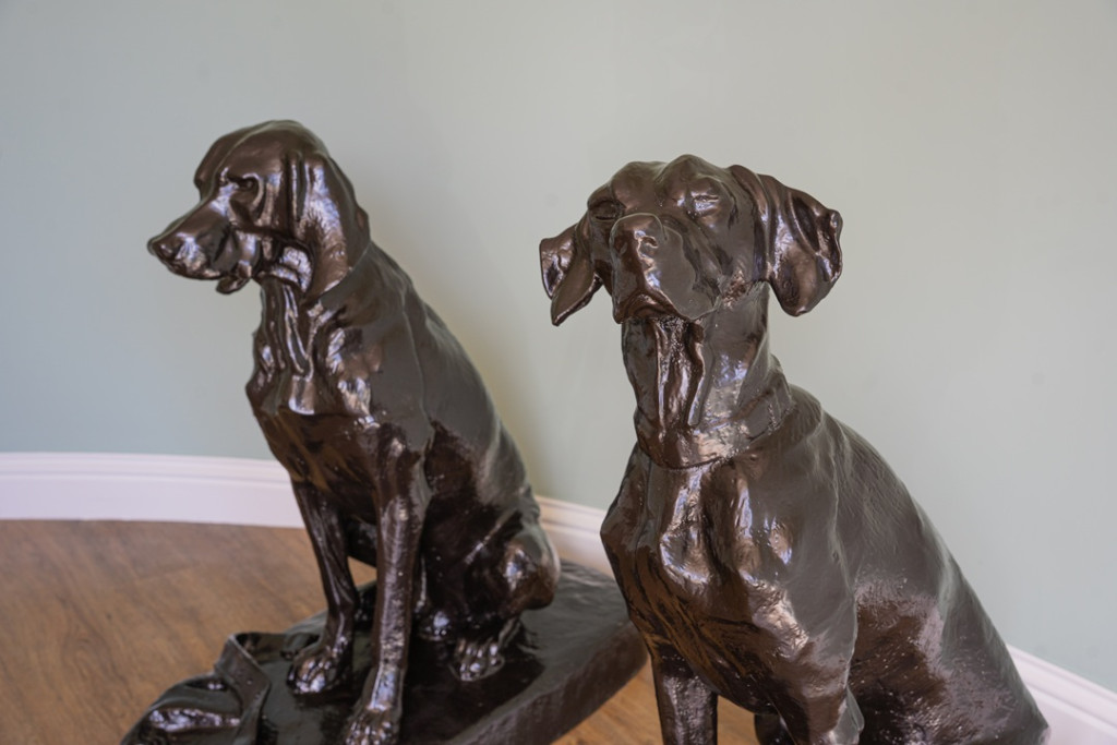 Pair Cast Iron Garden Dog Statues - DGA by Tina Bird